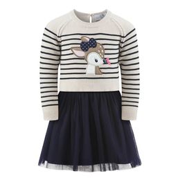 happy girls Set: Kleid und Pullover M&auml;dchen Gr&ouml;&szlig;e 68/74 ecru / navy / umbra / wei&szlig;