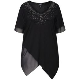 Ulla Popken Bluse Damen Gr&ouml;&szlig;e XL/XXL schwarz / silber