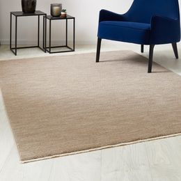 Teppich LUXOR living "Vilnius", beige (sand), B:120cm H:13mm L:170cm, Polyester, Teppiche, Fransenteppich, melierte Optik, weicher Flor, mit Fransen, Wohnzimmer