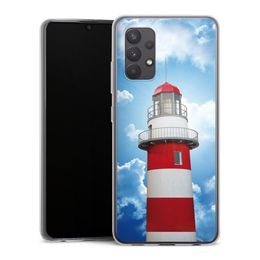 DeinDesign Galaxy A32 4G Handy Silikon H&uuml;lle Case transparent Handyh&uuml;lle Cloud Lighthouse Sky Silikon Case