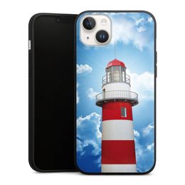 DeinDesign iPhone 14 Handy Premium Silikon H&uuml;lle Handyh&uuml;lle schwarz Case Cloud Lighthouse Sky Silikon Premium Case