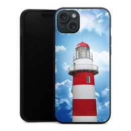DeinDesign iPhone 15 Plus Handy Premium Silikon H&uuml;lle Handyh&uuml;lle schwarz Case Cloud Lighthouse Sky Silikon Premium Case