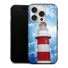 DeinDesign iPhone 15 Pro Handy Slim Case extra d&uuml;nn Silikon Handyh&uuml;lle schwarz H&uuml;lle Cloud Lighthouse Sky Silikon Slim Case