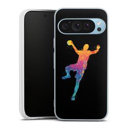 DeinDesign Google Pixel 9 Handy Silikon Hülle Case transparent Handyhülle Sports Handball Colour Splash Silikon Case
