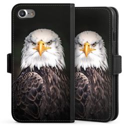 DeinDesign iPhone SE (2022) Handy Klapph&uuml;lle Handyh&uuml;lle aus Kunst Leder schwarz Flip Case Animals Bird Eagle Sideflip mit Lasche
