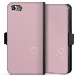 DeinDesign iPhone SE (2022) Handy Klapphülle Handyhülle aus Kunst Leder schwarz Flip Case Love Light Pink Heart Sideflip mit Lasche