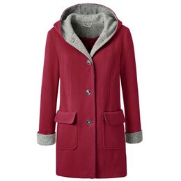 WITT Damen Kapuzenjacke in Woll-Optik, kirsche, Gr&ouml;&szlig;e 48