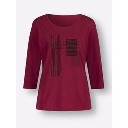 WITT Damen 3/4-Arm-Shirt mit grafischem Druck, dunkelrot-schwarz, Gr&ouml;&szlig;e 44