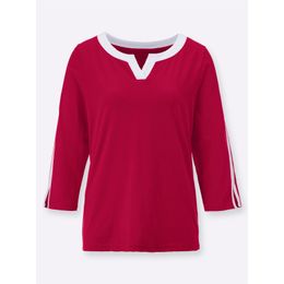 WITT Damen 3/4-Arm-Shirt mit kontrastfarbenen Details, rot-wei&szlig;, Gr&ouml;&szlig;e 42
