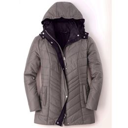 Damen Steppjacke mit Kontrastfutter taupe-schwarz, Gr&ouml;&szlig;e 56