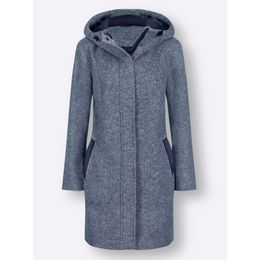 WITT Damen Kurzmantel mit Strick-B&uuml;ndchen, rauchblau-meliert, Gr&ouml;&szlig;e 38