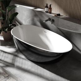 Bernstein Freistehende Badewanne vela aus Mineralguss Solid Stone - Schwarz (hochglanz), 150 x 76 cm