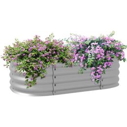 Outsunny - Hochbeet Metall, Pflanzkasten, Gemüsebeet, diy Blumenkasten mit offenem Boden, Kräuterbeet für Garten, Balkon, Silber 105 x 62 x 30 cm