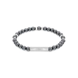 Armband Calvin Klein "Schmuck Edelstahl Armschmuck Steinarmband Zugarmband BEADS", grau (edelstahlfarben, grau, dunkelgrau), Armbänder, Herren, Edelstahl, mit Hämatit oder Tigerauge