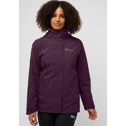 3-in-1-Funktionsjacke Jack Wolfskin "ROTWAND 3IN1 JKT W", Damen, Gr. XS, lila (midnight, plum), Hauptmaterial: 100% Polyester; Futter: 100% Polyester (recycled); Innenmaterial: 100% Polyester, Jacken