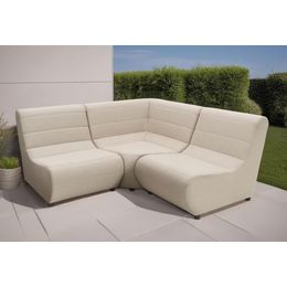 Sofa-Eckelement DOMO collection "Soleil, pflegeleichter und wetterfester Bezug", grau (taupe), B:106cm H:80cm T:106cm, 100% solution dyed Acryl, Polsterelemente, Outdoor, besonderes Design und Formgebung, individuell erweiterbar