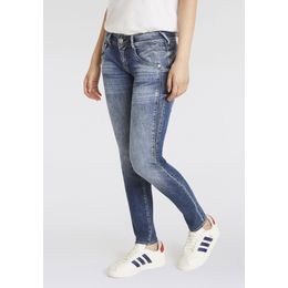 Slim-fit-Jeans Herrlicher "Gila Slim Recycled Denim Stretch", Damen, Gr. 26, Länge 30, lila (daybreak), Denim/Jeans, Obermaterial: 98% Baumwolle, 2% Elasthan, unifarben, casual, slim fit knöchellang, Jeans, im Five-Pocket Style