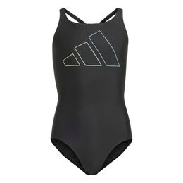 adidas Performance Sportbademode 'Performance Big Bars Swimsuit' M&auml;dchen Gr&ouml;&szlig;e 152 creme / pastellblau / schwarz