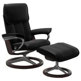 Relaxsessel stressless "Admiral", schwarz (schwarz batick), B:93cm H:103cm T:79cm, Leder BATICK: BATICK ist ein leicht korrigiertes, durchgefärbtes und genarbtes Möbelleder, bei dem die meisten Unebenheiten und Spuren in der Regel entfernt wurden., Sessel, mit Signature Base, Größe M & L, Gestell Wenge