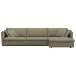 Ecksofa FLEXLUX "Lovane", grün (fall grün), B:323cm H:84cm T:183cm, 62% Polyester/14% Cotton/7% Linen, Sofas, Weich & anschmiegsam, große Sitztiefe auf Kaltschaum, Dekokissen inkl.