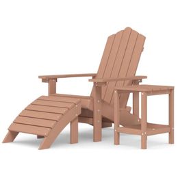 vidaXL - Adirondack-Gartenstuhl mit Hocker & Tisch hdpe Braun