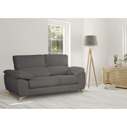 Dmora - Sofa Dkrolli, 3-Sitzer-Sofa aus gepolstertem Stoff, Multipositions-Liegesofa, 200x85h107 cm, Anthrazit