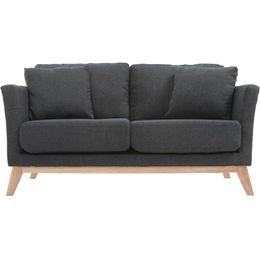 Miliboo Sofa skandinavisch 2 Plätze Dunkelgrau und helle Holzbeine OSLO