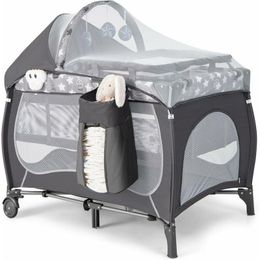 Costway 5 IN 1 Babybett, tragbares Beistellbett Reisebett mit faltbaren Matratze, Wickeltisch, Baldachin, Spielbogen & Spieluhr, Stubenwagen mit