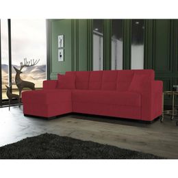 Dmora - Schlafsofa Ddajca, Eckschlafsofa mit umkehrbarer Halbinsel, Aufbewahrungssofa für Wohnzimmer mit chaiselongue und 2 Kissen, 230x150h81 cm, Rot