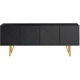 Miliboo Design-TV-Möbel mit schwarzer Gravur und goldfarbenem Metall B140 cm ozen