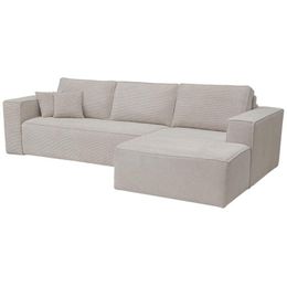 Vente-unique - Eckschlafsofa mit Matratze - Ecke rechts - Cord - Beige - Liegefläche 140 cm - Matratze 14 cm - amelia ii