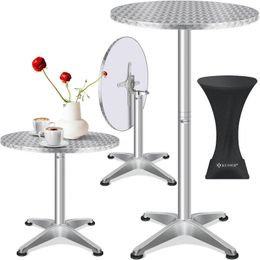 Kesser® 2in1 Stehtisch klappbar Bistrotisch Aluminium Edelstahlplatte höhenverstellbar 70cm / 115cm Partytisch Tisch In- & Outdoor Hochzeit Silber /