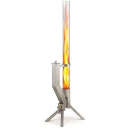 Feuerrohr – elegante Edelstahl Feuersäule und Pelletfackel - silber - Gardenflare