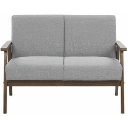 Beliani Sofa Grau Polsterbezug 2-Sitzer Retro Stil mit Holzbeinen Federkern Diele Wohnzimmer Salon Möbel Wohnecke Sitzecke