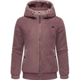 Outdoorjacke Ragwear "Cousy Short", Damen, Gr. 4XL (48), lila (mauve), Obermaterial: 100% Polyester, Innenfutter: 100% Polyester, modisch, figurumspielend hüftlang, hoch geschlossener Ausschnitt, Langarm Ärmel ohne Ärmelschlitz elastischer Bund mit innenliegendem Gummizug, Jacken, flauschige Übergangsjacke mit Teddyfell und Kapuze