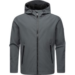 Softshelljacke Ragwear "Shellwie Warm", Herren, Gr. S (48), grau (dunkelgrau), Obermaterial: 92% Polyester, 8% Elasthan, Innenfutter: 100% Polyester, sportlich, gerade hüftbedeckend, hoch geschlossener Ausschnitt, Langarm Ärmel ohne Ärmelschlitz elastischer Bund, Jacken, wasserdichte Herren Übergangsjacke mit großer Kapuze