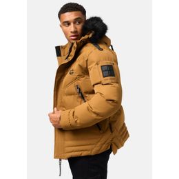 Steppjacke STONE HARBOUR "Romaan", Herren, Gr. XL (54), gelb (ocker), Obermaterial: 100% Polyester, Futter: 100% Polyester, Wattierung: 100% Polyester, Ärmelfutter: 100% Polyester, Kunstpelz: 100% Polyester, modisch, gerade hüftbedeckend, hoch geschlossener Ausschnitt, Jacken, gesteppte Winterjacke mit Kapuze