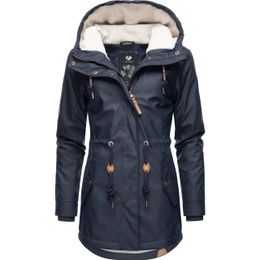 Regenmantel Ragwear "Monadis Rainy Intl.", Damen, Gr. L (40), blau (navy), Obermaterial: 100% Polyester, Innenfutter: 100% Polyester, Wattierung: 100% Polyester, sportlich, figurbetont Po-bedeckend, hoch geschlossener Ausschnitt, Langarm mit Knopf,verstellbar normaler Saum mit Druckknopf, Mäntel, modischer Regenparka mit kuschligem Innenfutter