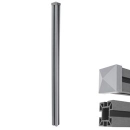 MCW WPC-Pfosten Savoie-WPC-Zaun, Pfeiler Pfahl, Stecksystem 1,88m ~ grau