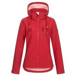 Softshelljacke DEPROC ACTIVE "PEAK CREEK WOMEN", Damen, Gr. 34 (XS), rot, 96% Polyester; 4% Elasthan, sportlich, körpernah, Langarm gerader Abschluss mit Gummizug, Jacken, mit abnehmbarer Kapuze