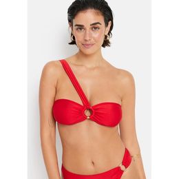 LSCN BY LASCANA Bandeau-Bikini-Top 'Baila' rot Gr. 42 Cup C/D. Mit Zierring. Mit Seitlichen St&auml;bchen Und Ohne B&uuml;gel