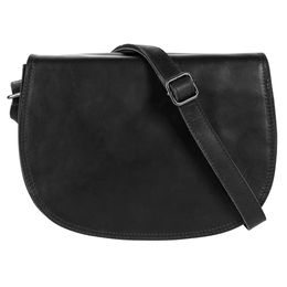 Umhängetasche CLUTY, Damen, Gr. B/H/T: 23cm x 18cm x 11cm onesize, schwarz, Leder, vintage, Taschen, echt Leder