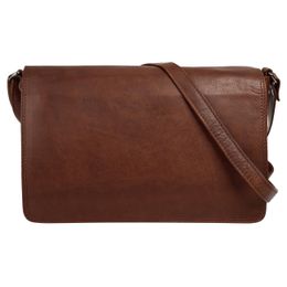 Umhängetasche CLUTY, Damen, Gr. B/H/T: 27cm x 17cm x 10cm onesize, braun (cognac), Leder, vintage, Taschen, echt Leder