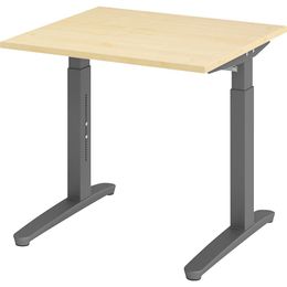 eurokraft pro ANNY - Schreibtisch mit C-Fußgestell, höhenverstellbar 650 - 850 mm, Breite 800 mm, Ahorn-Dekor / graphit