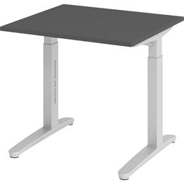 eurokraft pro ANNY - Schreibtisch mit C-Fußgestell, höhenverstellbar 650 - 850 mm, Breite 800 mm, graphit / alusilber