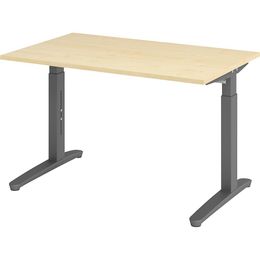 eurokraft pro ANNY - Schreibtisch mit C-Fußgestell, höhenverstellbar 650 - 850 mm, Breite 1200 mm, Ahorn-Dekor / graphit