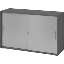 eurokraft pro Schiebetürenschrank, Höhe 748 mm, 1 Fachboden, graphit / alusilber