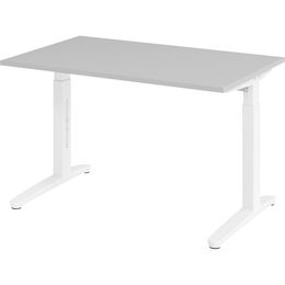 eurokraft pro ANNY - Schreibtisch mit C-Fußgestell, höhenverstellbar 650 - 850 mm, Breite 1200 mm, lichtgrau / weiß