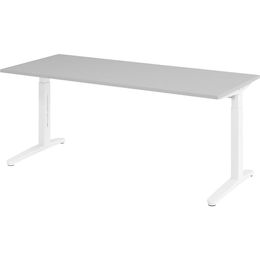 eurokraft pro ANNY - Schreibtisch mit C-Fußgestell, höhenverstellbar 650 - 850 mm, Breite 1800 mm, lichtgrau / weiß