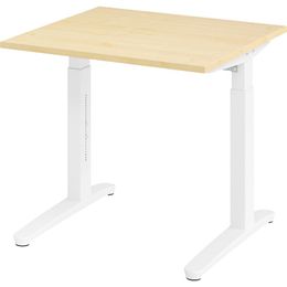 eurokraft pro ANNY - Schreibtisch mit C-Fußgestell, höhenverstellbar 650 - 850 mm, Breite 800 mm, Ahorn-Dekor / weiß